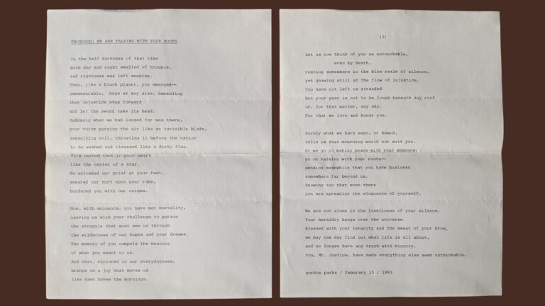THURGOOD: WE ARE TALKING WITH YOUR ROOTS — A Poem by Gordon Parks ...